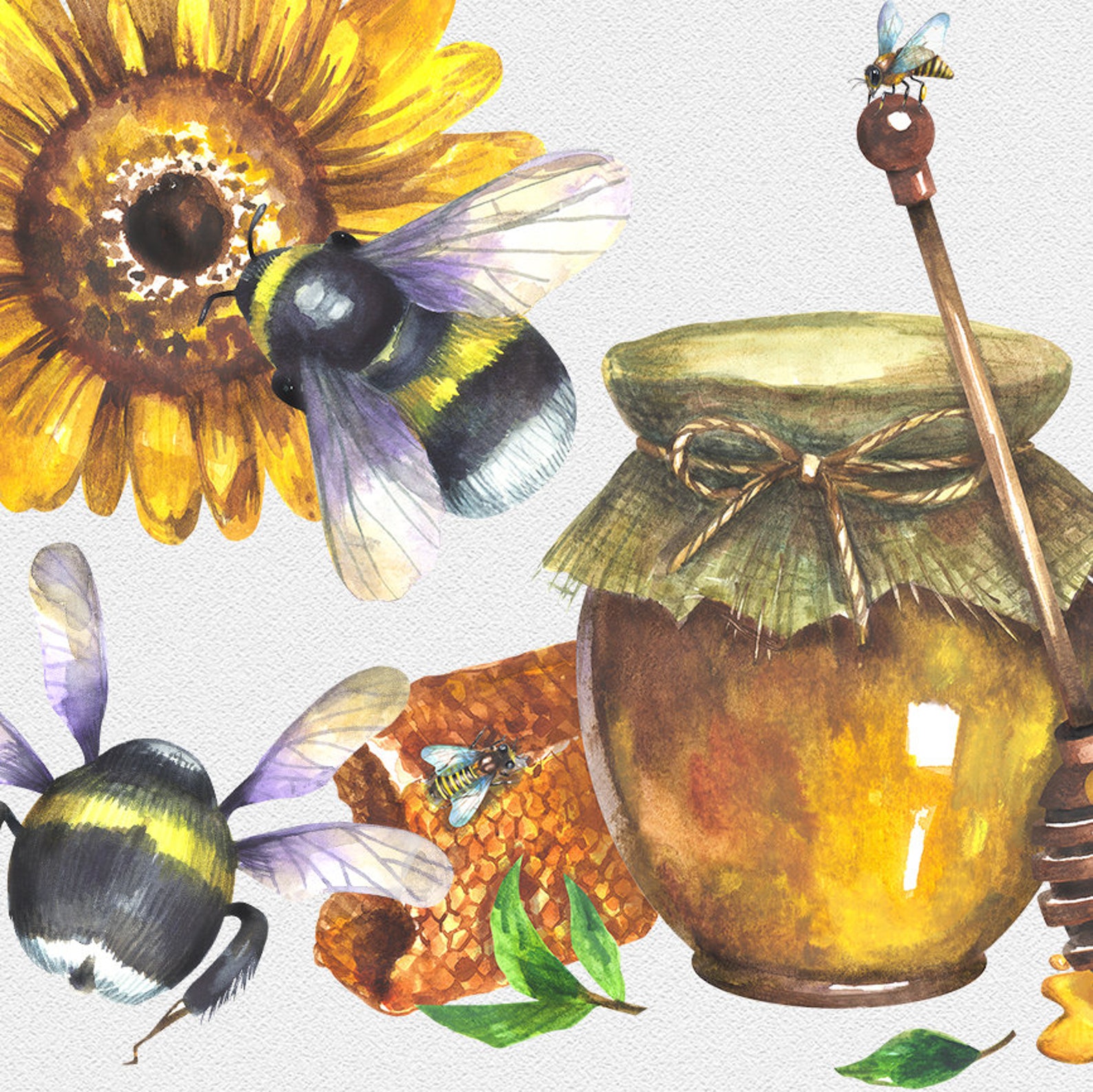 Honey Watercolor Clipart, Bees Clipart Png, Pot of Honey, Baby Shower ...