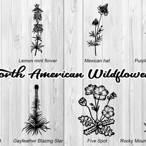 Wildflowers SVG Clipart: Hand Drawn North American Floral Silhouettes ...