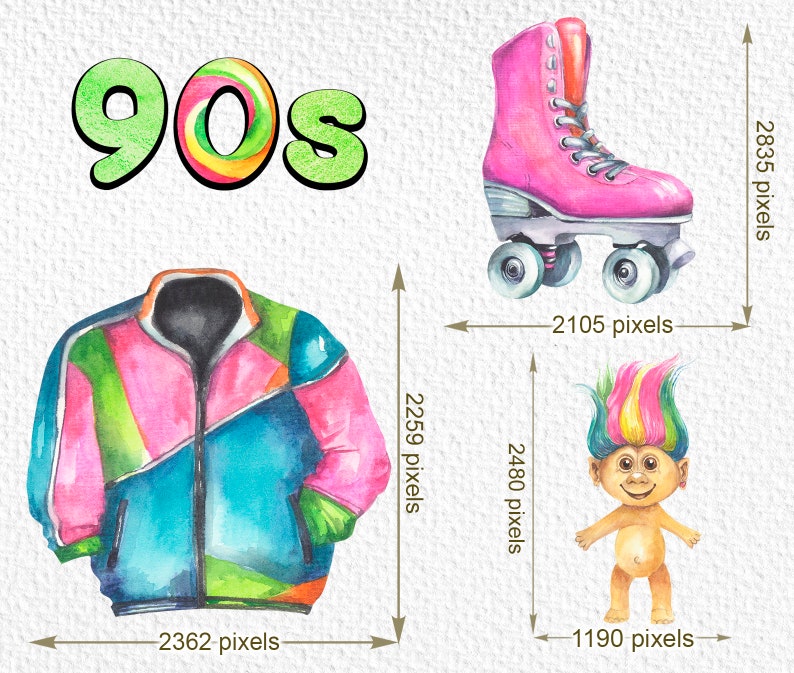 90s Clipart Png Watercolor 1990 Party 90s Invitation 90s - Etsy