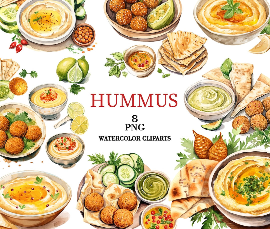 Hummus Watercolor Clipart Png, Hummus Recipe, Falafel, Legume, Drawing ...