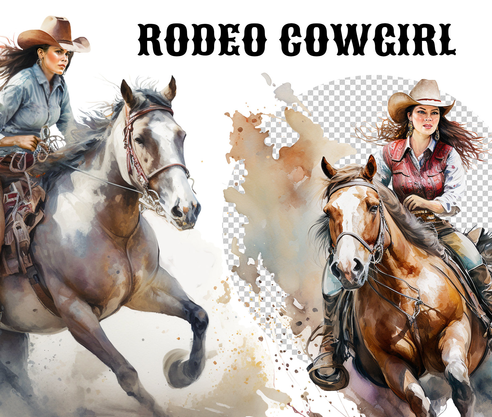 Rodeo Cowgirl Watercolor Clipart Rodeo Birthday Western - Etsy