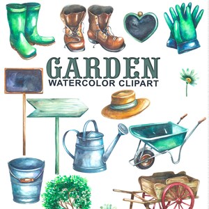Garden Watercolor Cliparts, Gardening Clipart Set, Spring Clipart ...