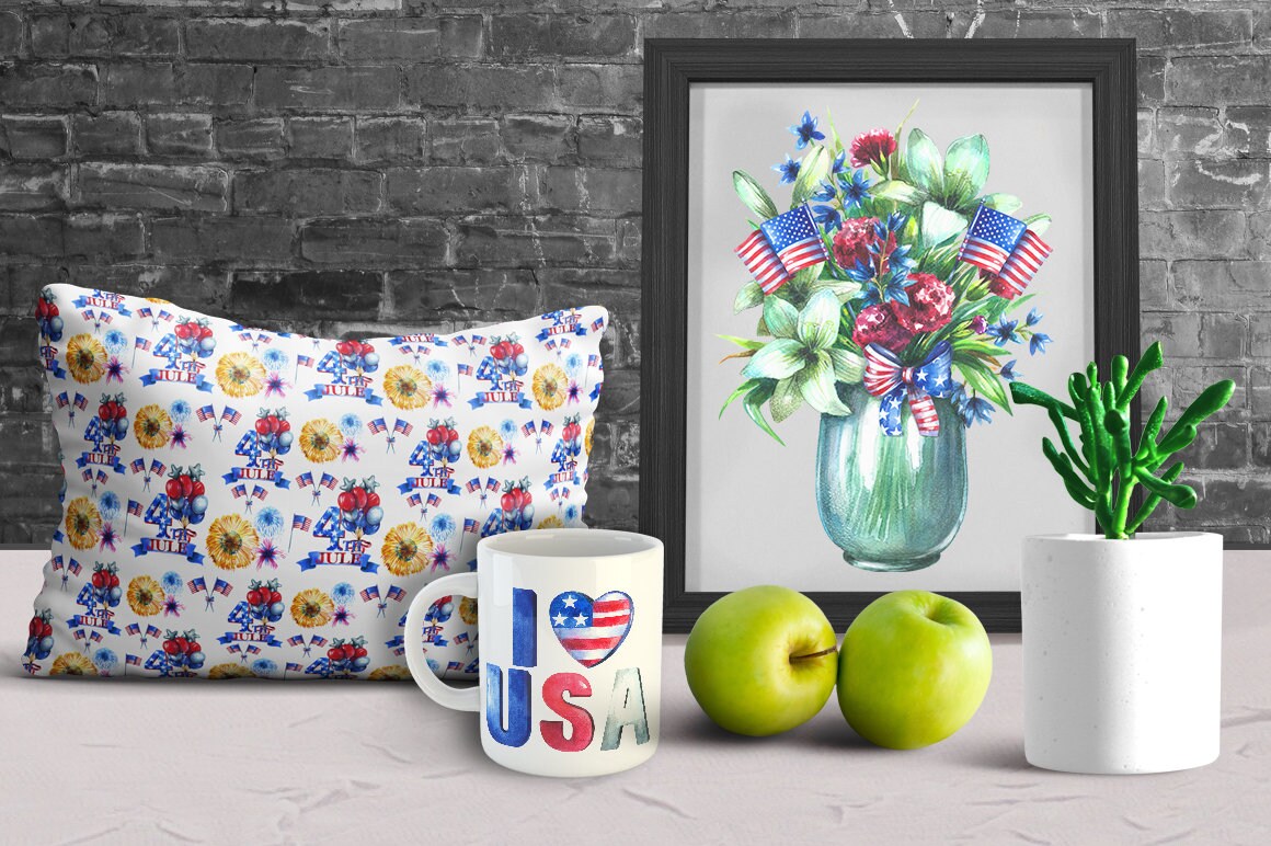 Watercolor 4th of July Clipart Independence Day Patriotic - Etsy