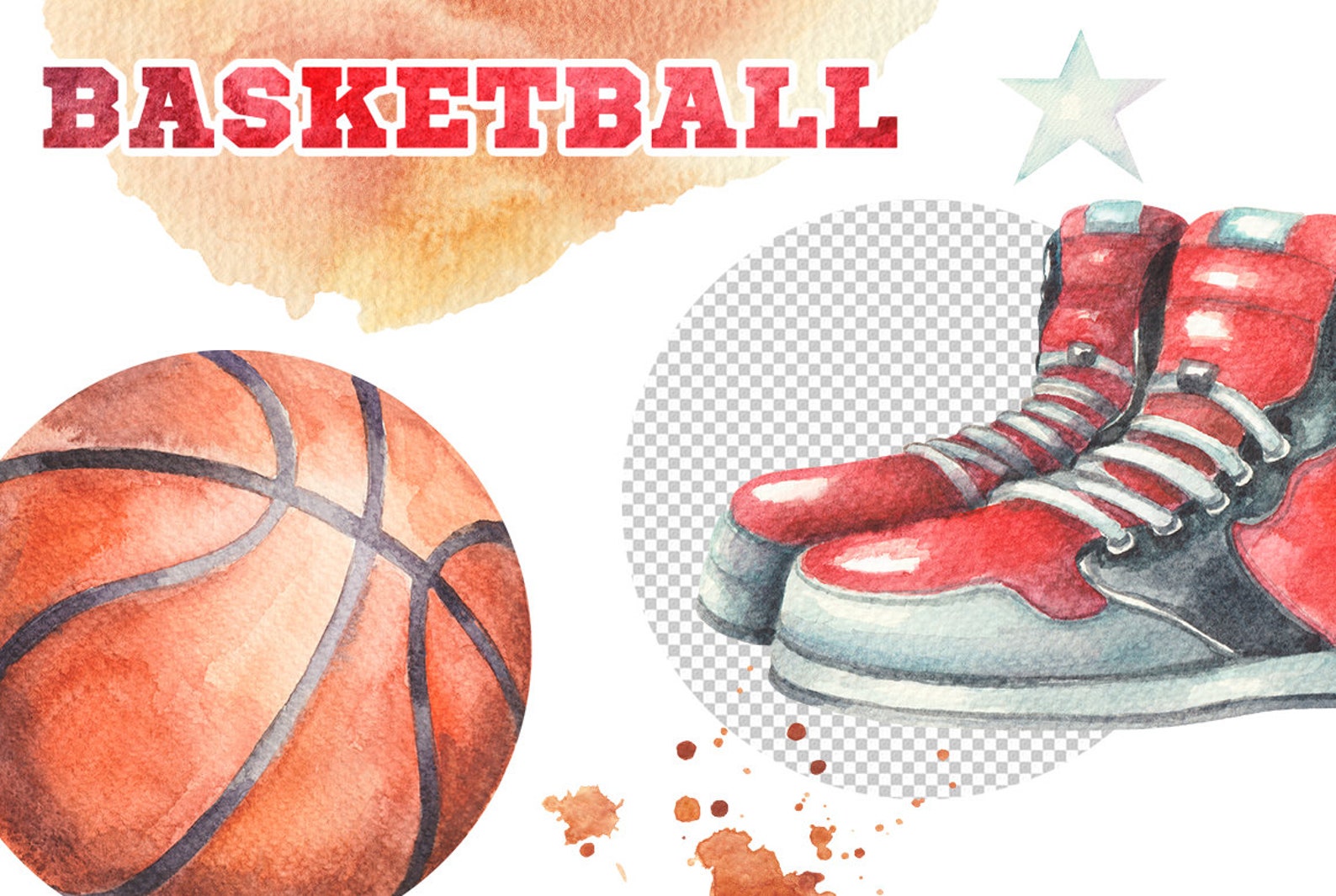 Basketball Watercolor Clipart, Basketball Birthday Invitation ...