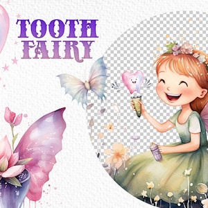 Tooth Fairy Watercolor Clipart Png, Fairy Tale, Wings, Baby Tooth ...