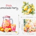 Watercolor Pink Lemonade Clipart: Summer Party PNG (digital Download ...