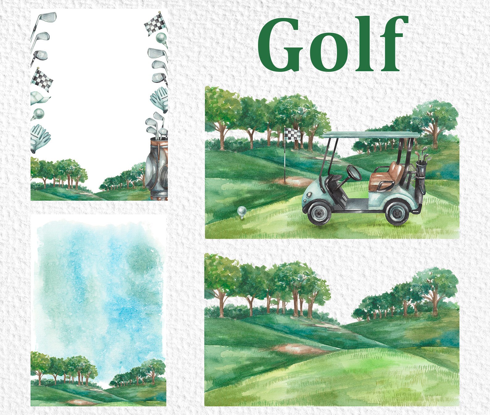 Golf Watercolor Clipart Set: Sports PNG Graphics (digital Download) - Etsy