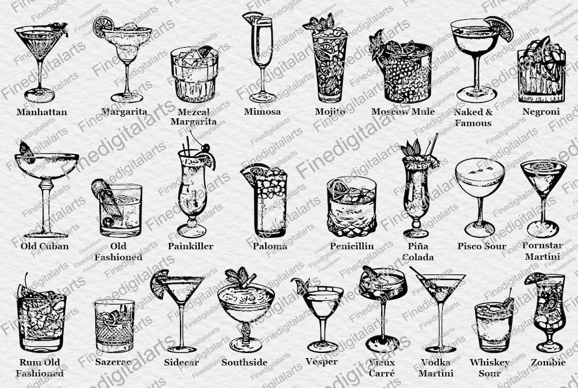 Alcoholic Cocktails Svg, Alcohol Svg, Drinking Svg, Summer Cocktail Png ...