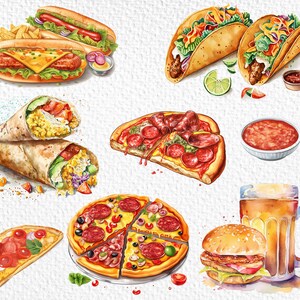 Fast Food Clipart, Watercolor Clipart, Food Illustration Png ...