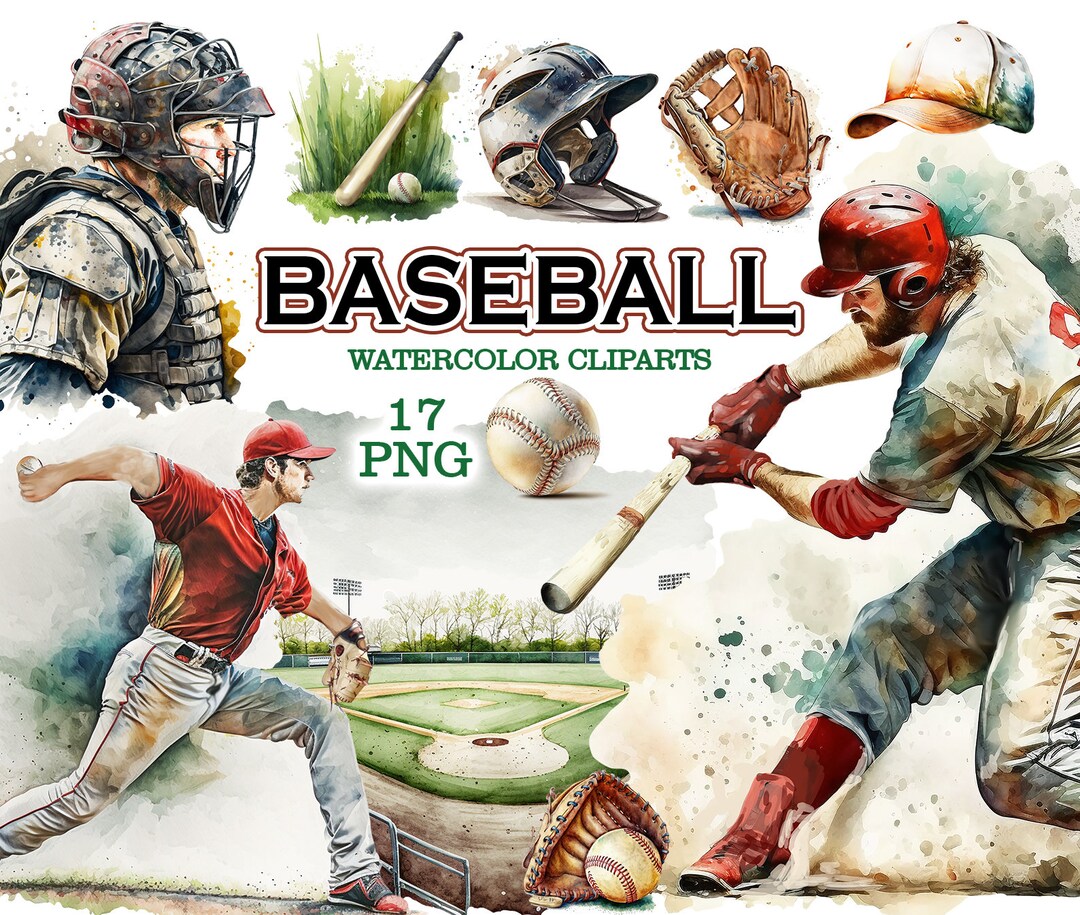 Watercolor Baseball Clipart: Sports PNG Bundle (digital Download) - Etsy