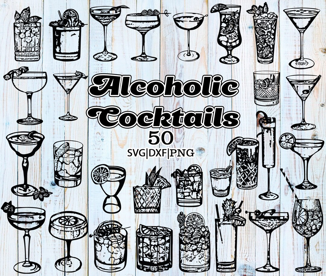 Alcoholic Cocktails Svg, Alcohol Svg, Drinking Svg, Summer Cocktail Png ...