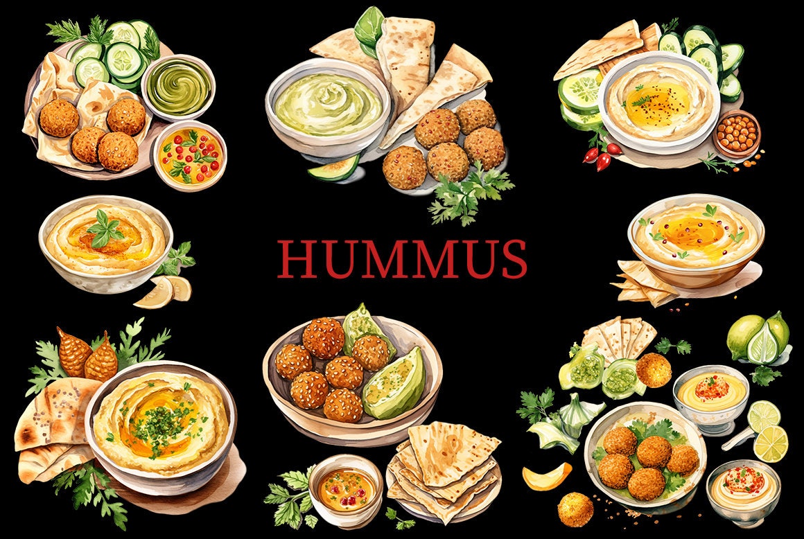 Hummus Watercolor Clipart Png, Hummus Recipe, Falafel, Legume, Drawing ...