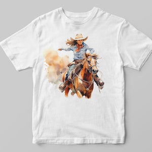 Rodeo Cowgirl Watercolor Clipart, Rodeo Birthday, Western Clipart Png ...