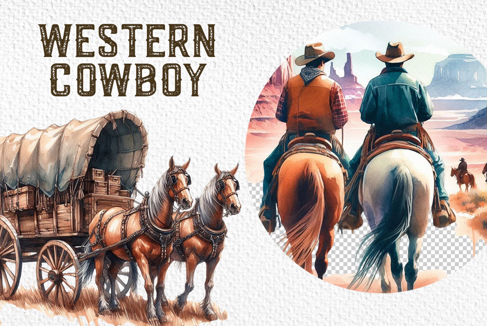 Watercolor Western Clipart Png, Cowboy Clipart, Wild West Clipart ...