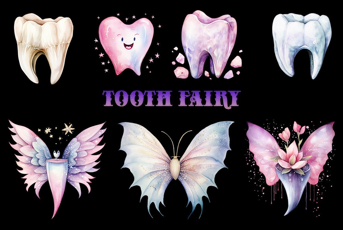 Tooth Fairy Watercolor Clipart Png, Fairy Tale, Wings, Baby Tooth ...
