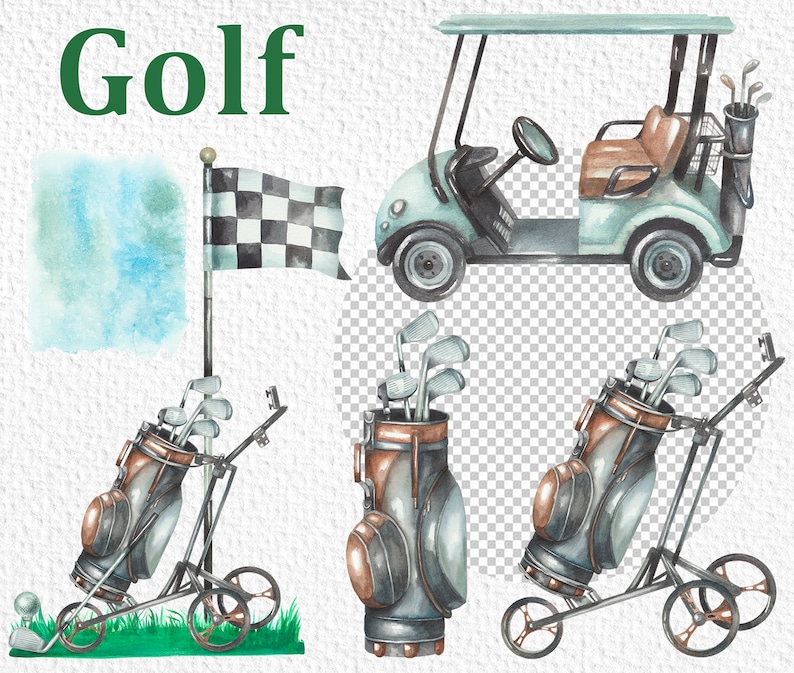 Golf Watercolor Clipart Set: Sports PNG Graphics (digital Download) - Etsy