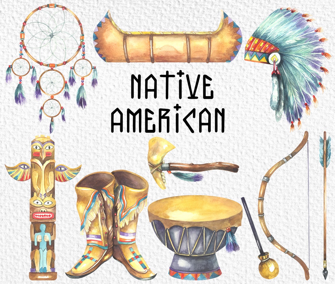 Native American Watercolor Cliparts, Bohemian Clipart, Boho Png ...