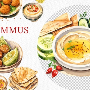 Hummus Watercolor Clipart Png, Hummus Recipe, Falafel, Legume, Drawing ...