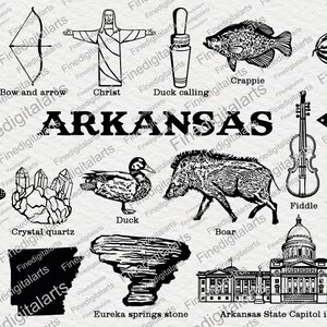Arkansas Vector Clipart, Hand Drawn Vector Silhouette, Arkansas Outline ...