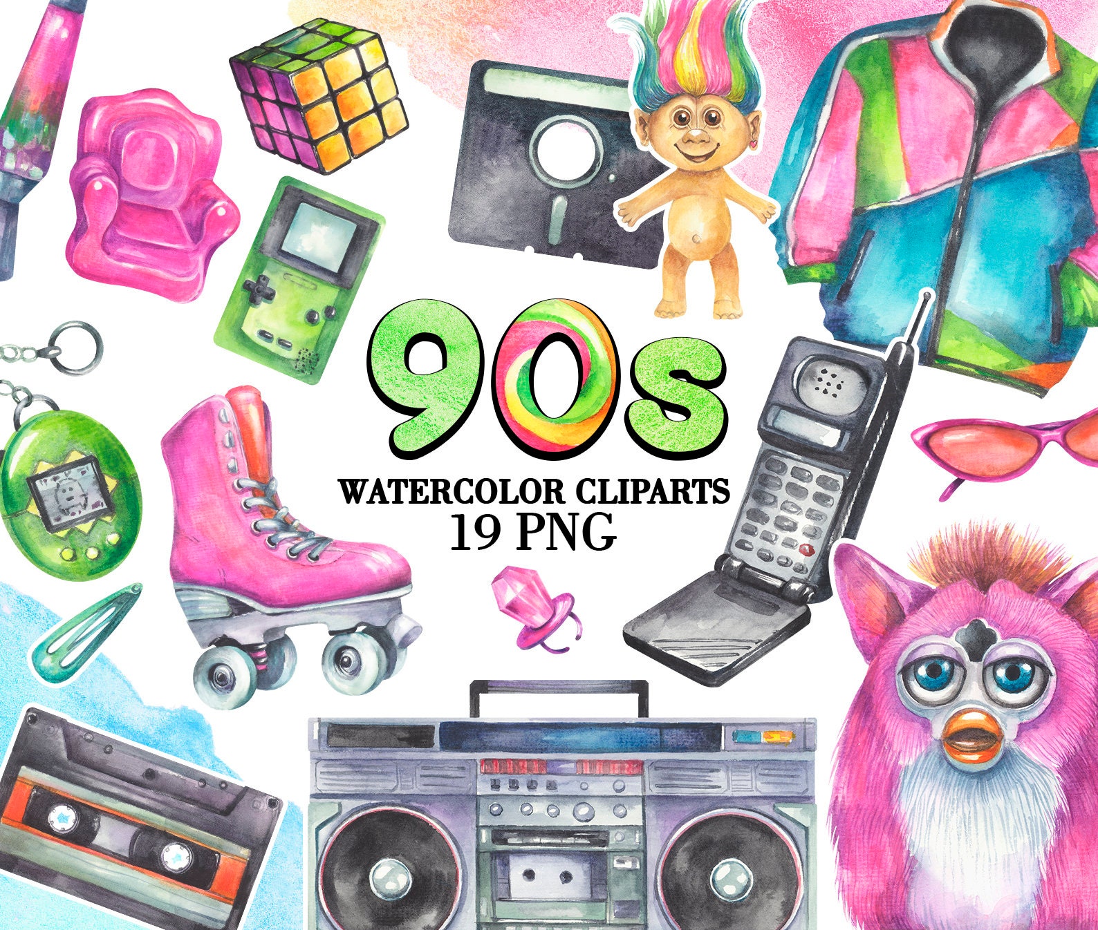 90s Clipart Png Watercolor 1990 Party 90s Invitation 90s - Etsy Canada