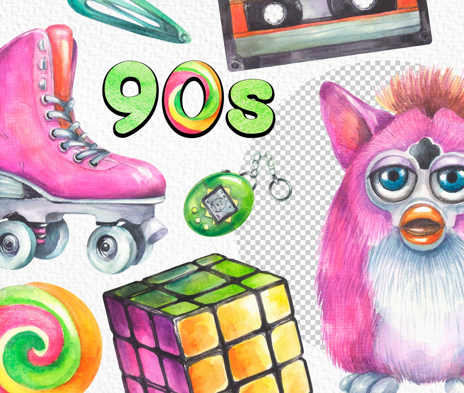 90s Clipart Png Watercolor 1990 Party 90s Invitation 90s - Etsy