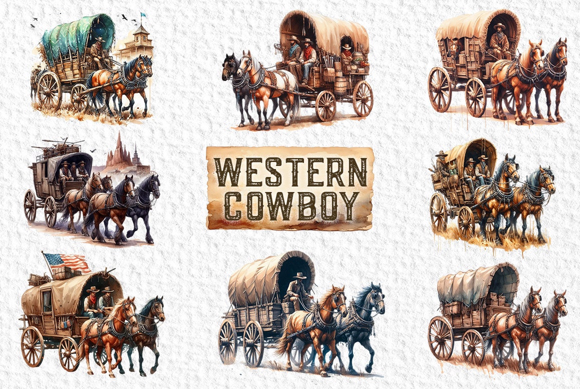 Watercolor Western Clipart Png, Cowboy Clipart, Wild West Clipart ...