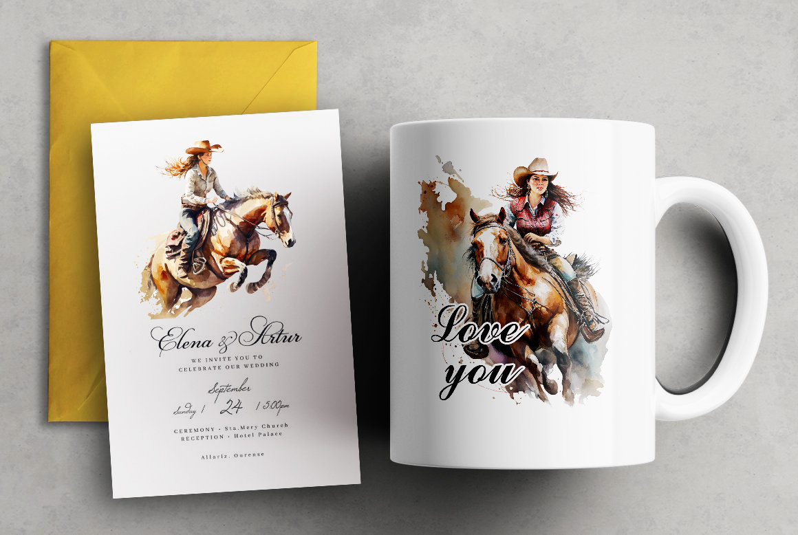 Rodeo Cowgirl Watercolor Clipart Rodeo Birthday Western - Etsy