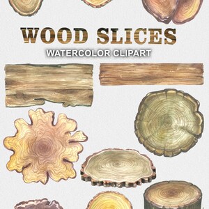 Wood Slices Watercolor Clipart, Wooden Frames, Forest Decor, Rustic ...