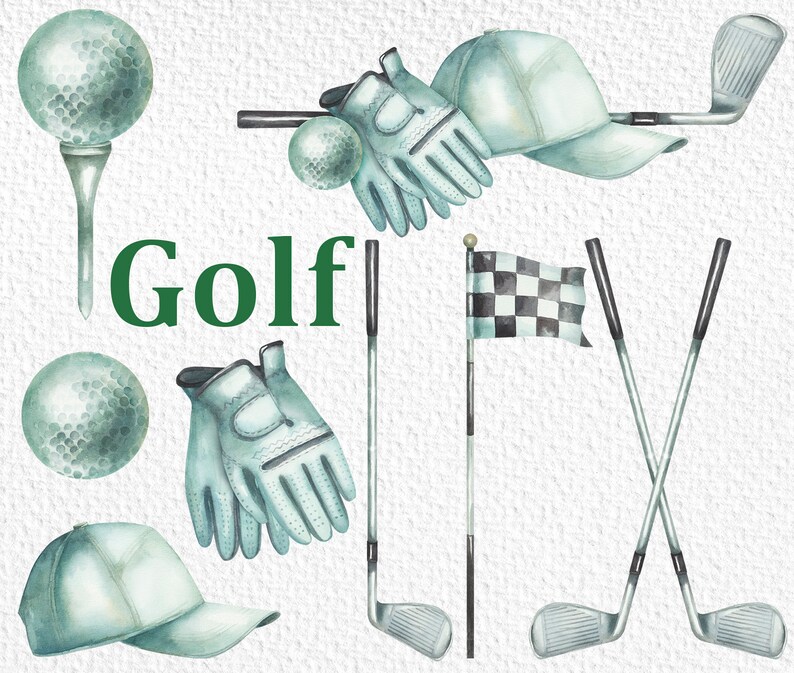 Golf Watercolor Clipart Set: Sports PNG Graphics (digital Download) - Etsy