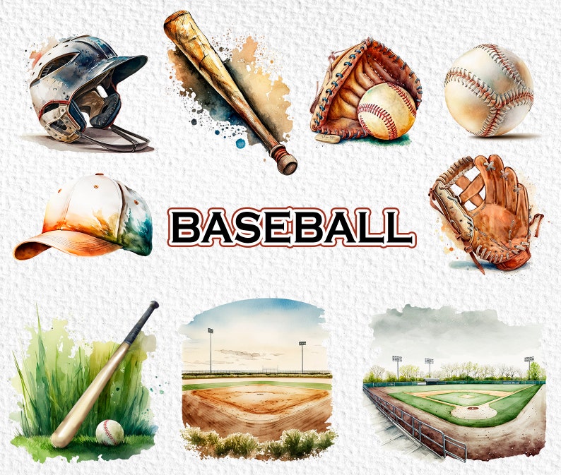 Baseball Watercolor Clipart Baseball Png Watercolor Sports - Etsy