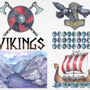 Viking Watercolor Cliparts, Scandinavian Png, Party Clipart, Viking ...
