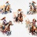 Rodeo Cowgirl Watercolor Clipart Rodeo Birthday Western - Etsy