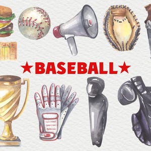 Watercolor Baseball Clipart: Hand-painted Sports Graphics (PNG, Digital ...