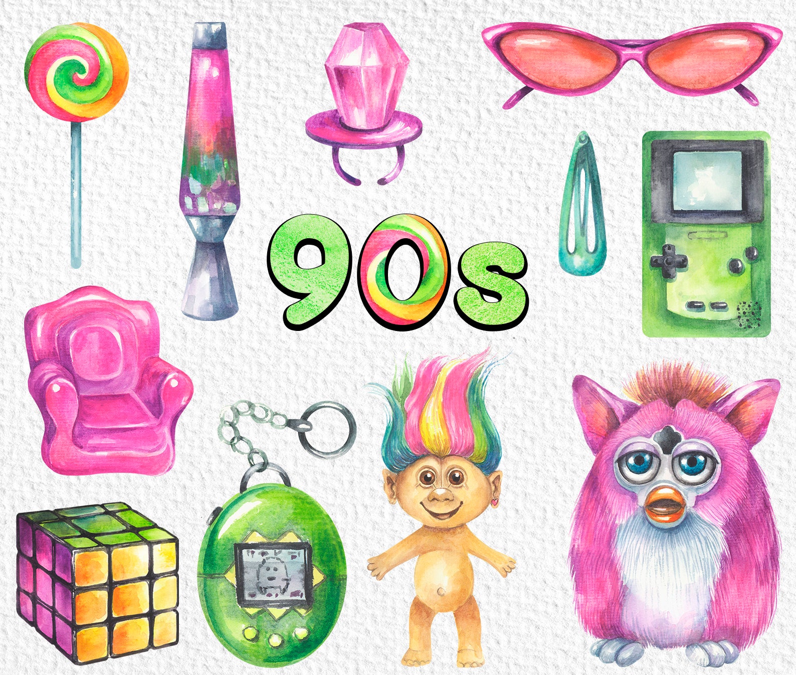 90s Clipart Png Watercolor 1990 Party 90s Invitation 90s - Etsy