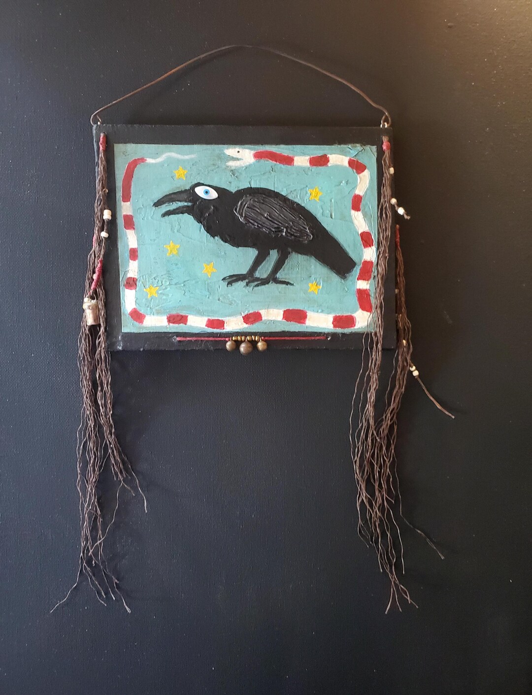 Primitive 'evil-eye' Crow/raven Painting. Original Art. Folk Art - Etsy
