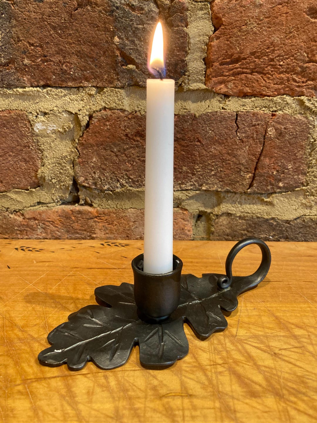 Hand Forged Oak Leaf Candle Holder - Etsy