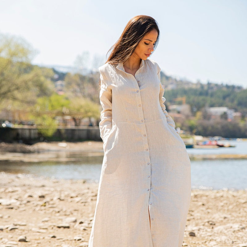 Linen Button Front Dress - Etsy