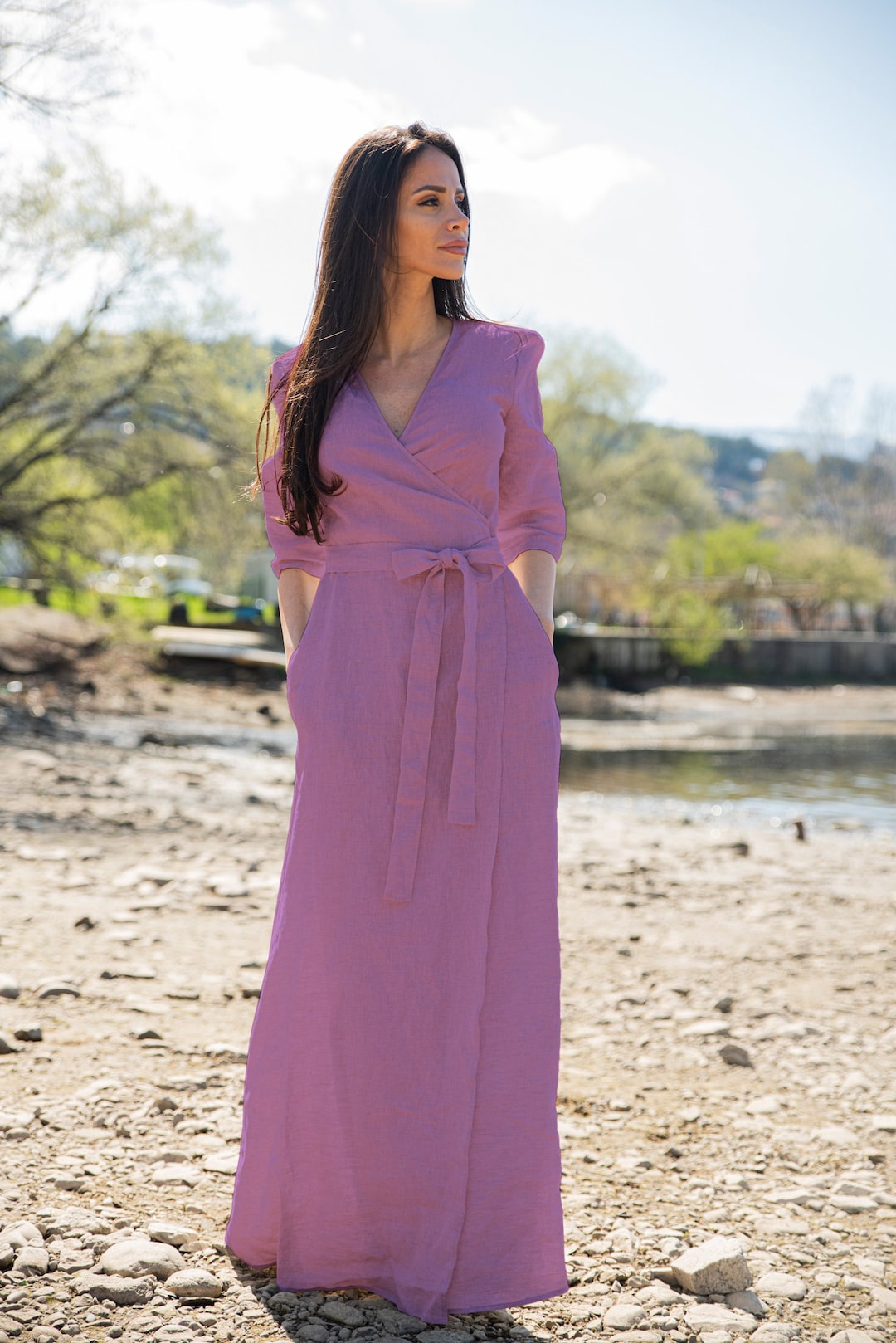Lavender Linen Dress • Linen Dress Women • Maxi Linen Dress • Linen ...