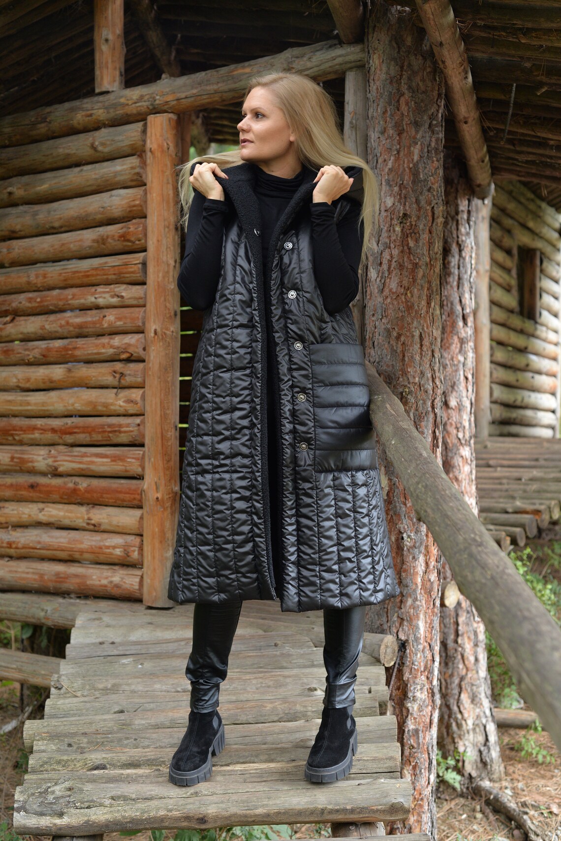 Puffy Vest Puffer Vest Black Sleeveless Jacket Quilted - Etsy