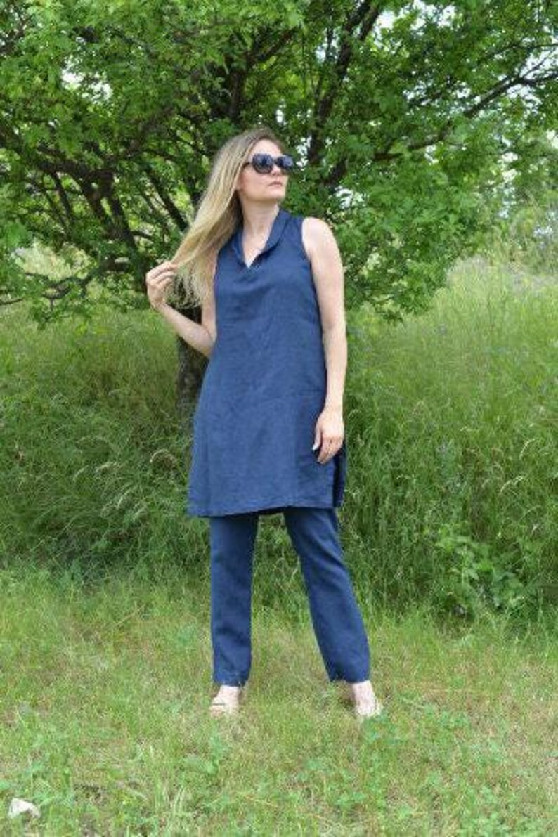 Linen Set Womens Clothing • Two-piece Linen Set Women • Sleeveless ...
