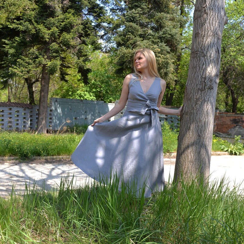 Grey Wrap Top - Etsy