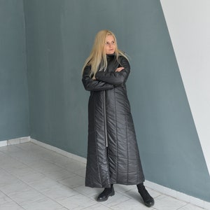 Black Winter Jacket for Woman, Hooded Maxi Jacket, Plus Size Clothing ...