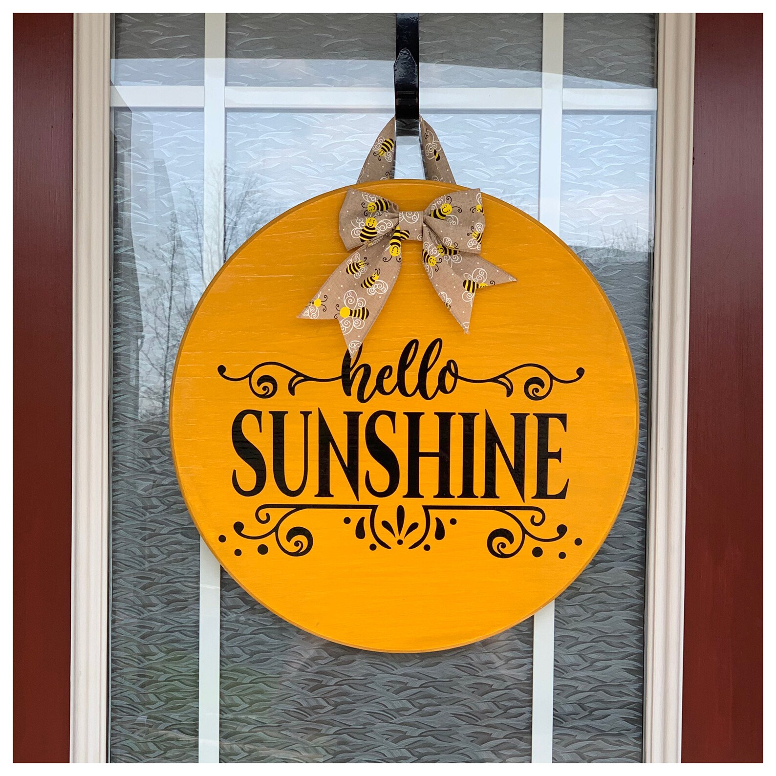 Hello Sunshine Round Wood Sign | Etsy