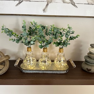 Light Bulb Centerpiece, Farmhouse Centerpiece, Rustic Home Decor ...