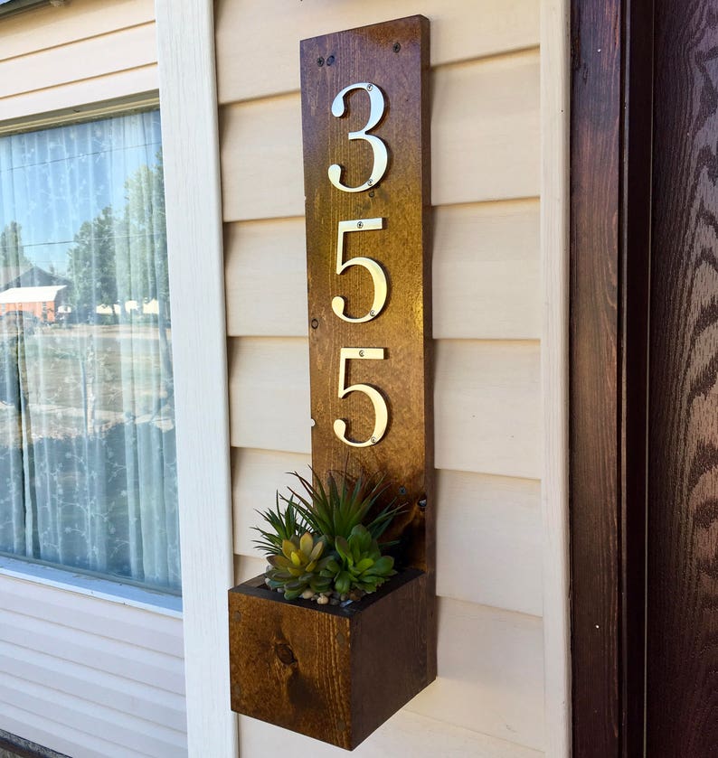 Address Sign Planter Box Address Plaque Address Planter Box | Etsy