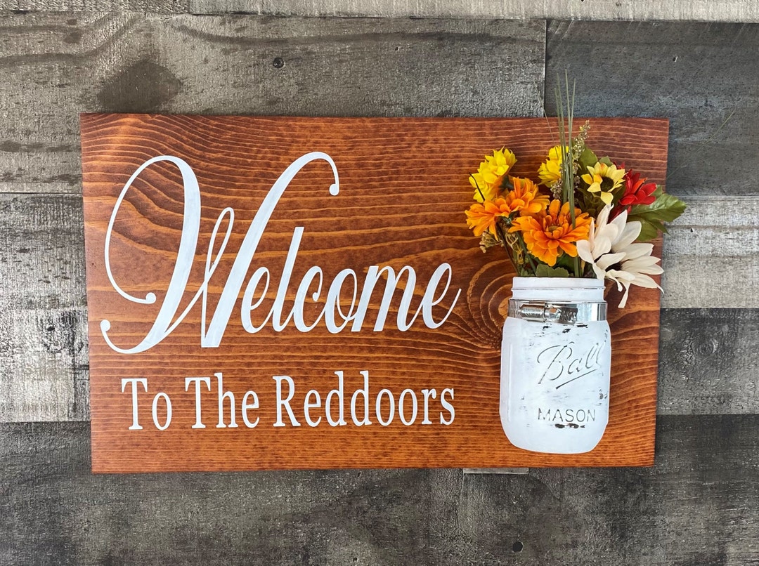 Custom Welcome Wood Sign: Rustic Farmhouse Front Door Decor - Etsy