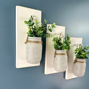 Farmhouse Mason Jar Wall Hanging, Painted Mason Jar Wall Sconces ...
