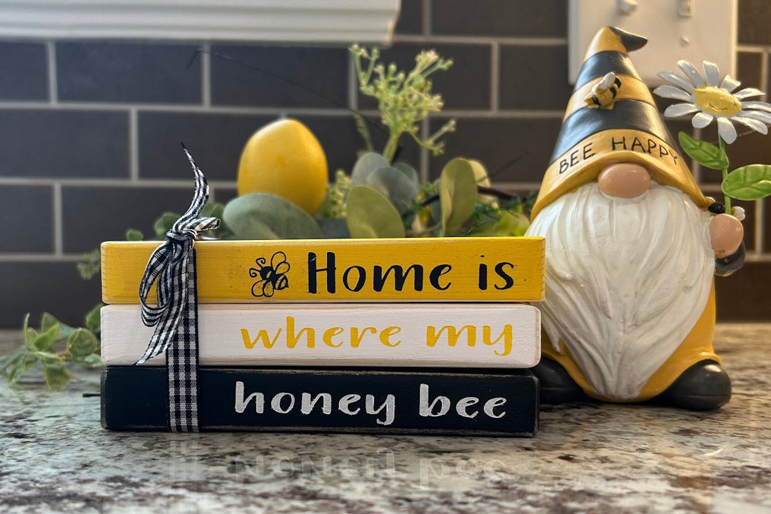 Bee Mini Book Stacks, Mini Book Bundle, Tiered Tray Books, Faux Books ...