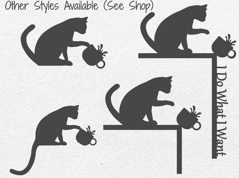 Funny Cat Door Topper, Knocking Cup Silhouette, Humorous Cat Decor - Etsy