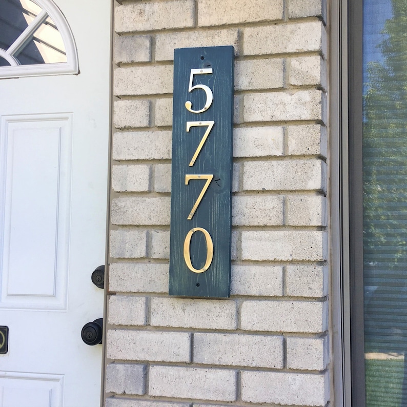 Vertical Wood Address Sign: Modern House Number Plaque - Etsy